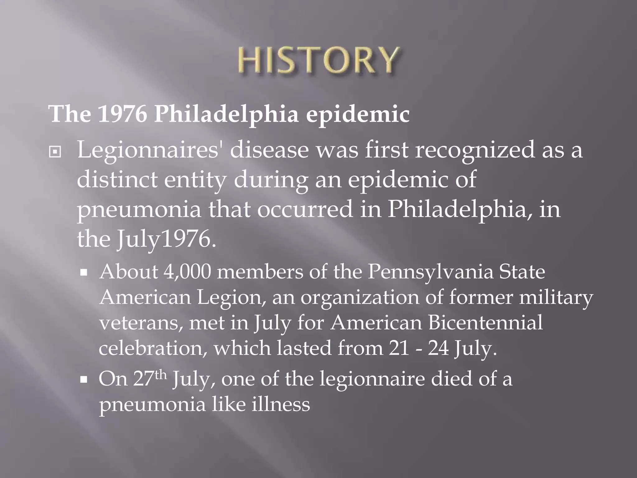 Legionnaire’s disease | PPTX