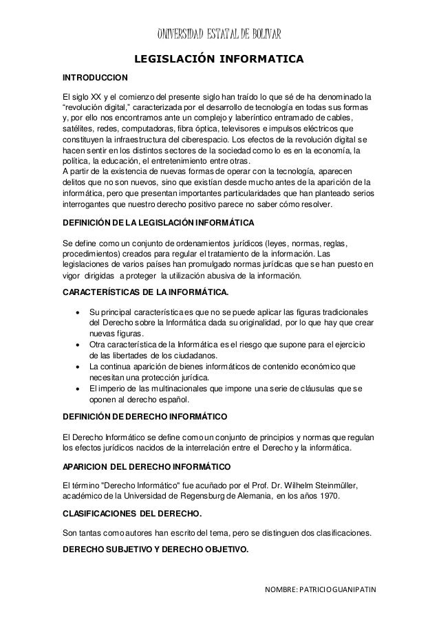 Que Es La Legislacion Informatica - slingo