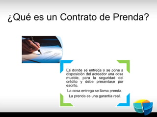 Contratos de Prenda - Legislación Mercantil y Societaria | PPTX