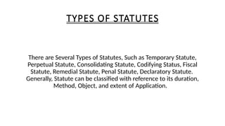 Introduction to the Legislation and its various sources and kinds | PPT