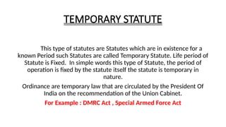 Introduction to the Legislation and its various sources and kinds | PPT