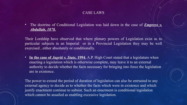 Legislation Its Types And Difference Between them With Case Laws.pptx | Law