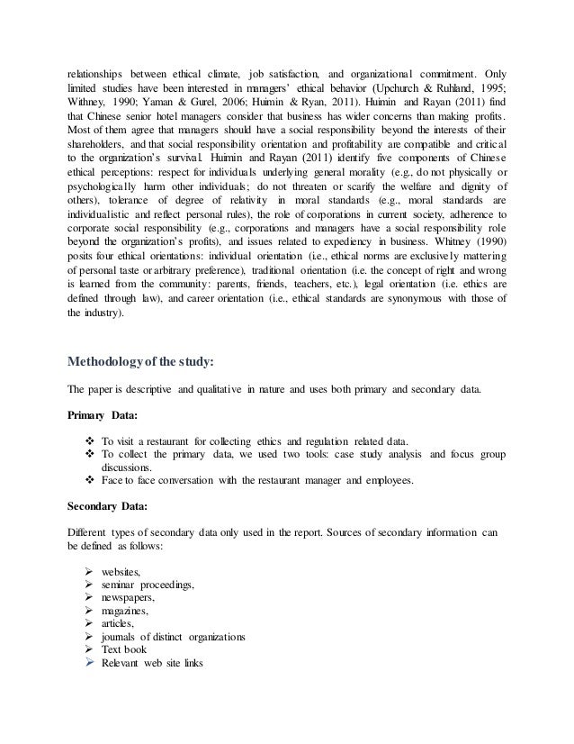 Legislation and ethics in hospitality industry