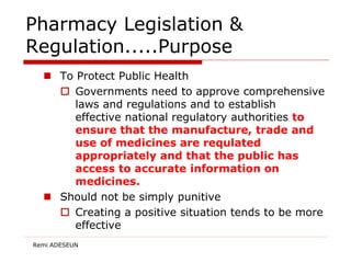Legislation and regulation for best practices in pharmacy ra psn | PDF ...