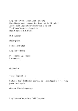 Legislation Comparison Grid TemplateUse this document to com.docx | Law