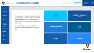 Legislation Using Federal Register of Legislation | PPTX | Law