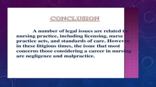 Legislation in nursing | PPTX