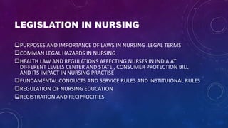 Legislation in nursing | PPTX