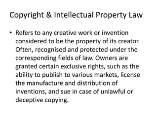 Legislation in the creative media industry | PPTX