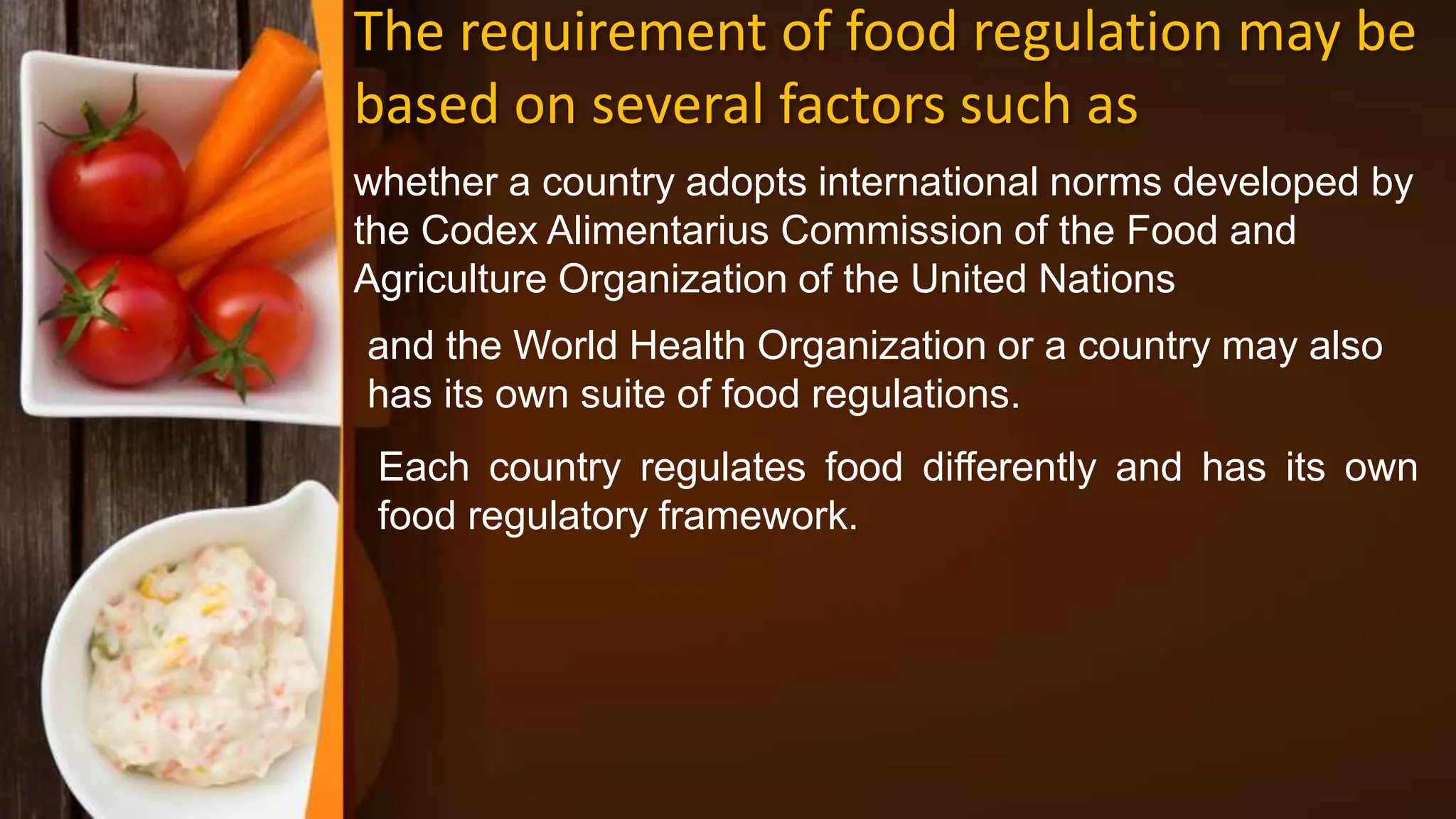 Legislation regulations of food products | PPTX