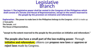 STRUCTURE OF GOVERNMENT LEGISLATIVE DEPARTMENT | PPTX