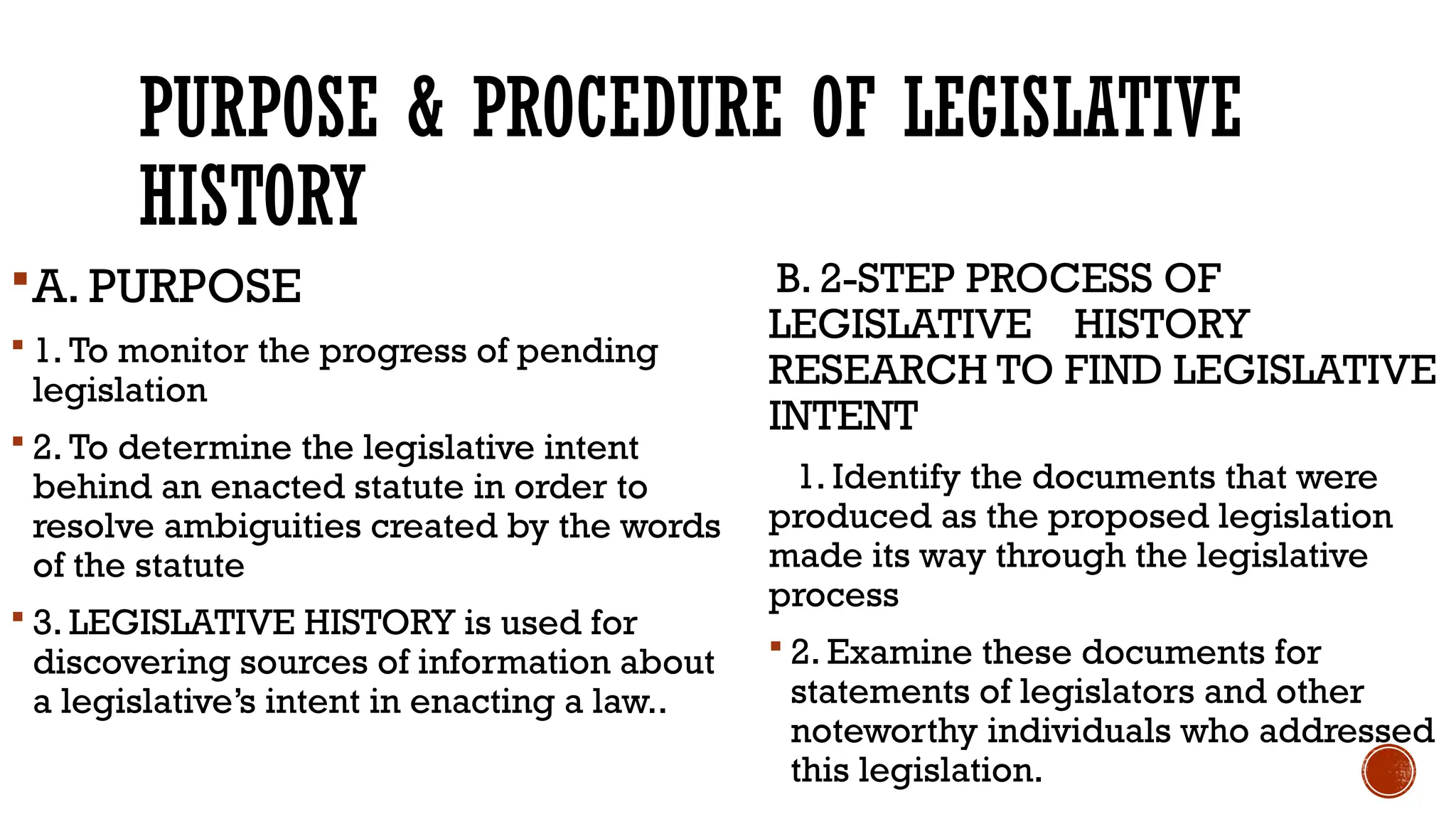 Legislative History Research Sources And Types Of Legislative History Pptx