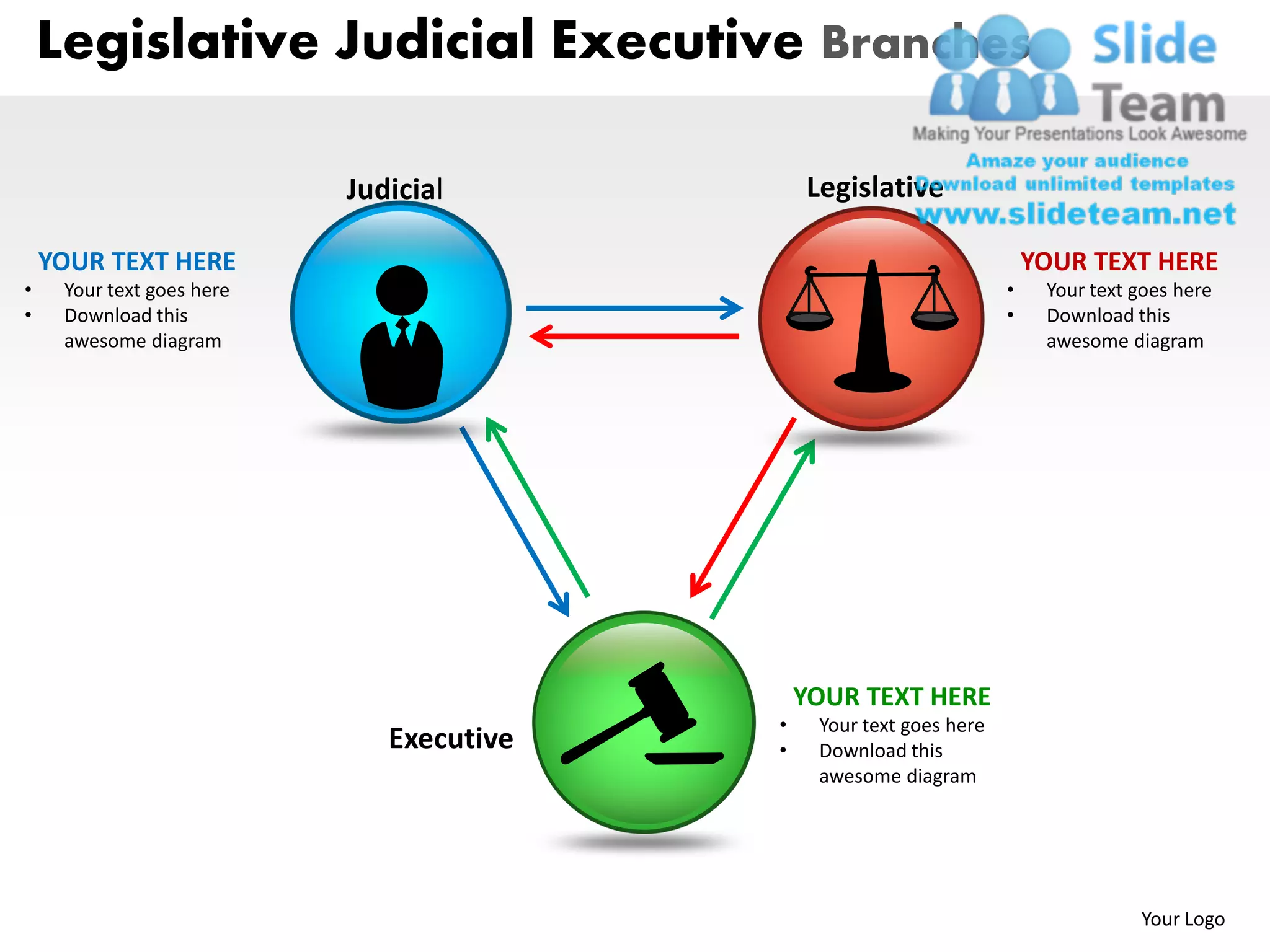 Legislative judicial executive branches powerpoint presentation slides ...