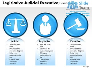 Legislative judicial executive branches powerpoint presentation slides ...