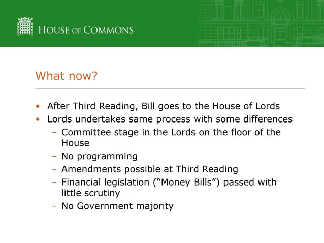 Primary legislation in the House of Commons | PPT
