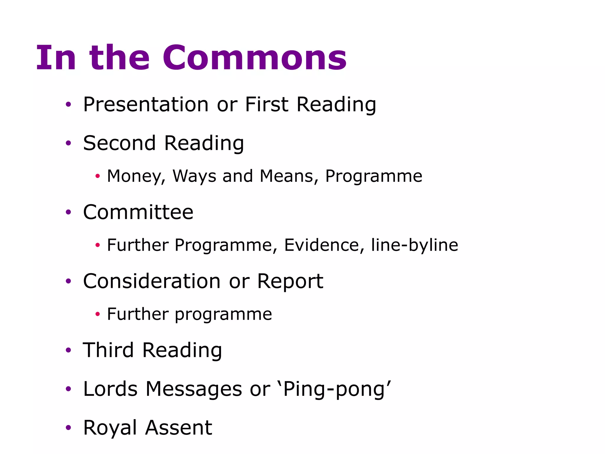 Legislative process House of Commons | PPTX