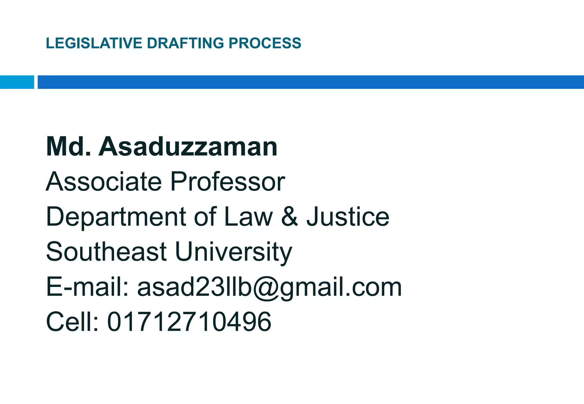 Legislative Proposal (Bill) Making Process in Bangladesh | PPTX