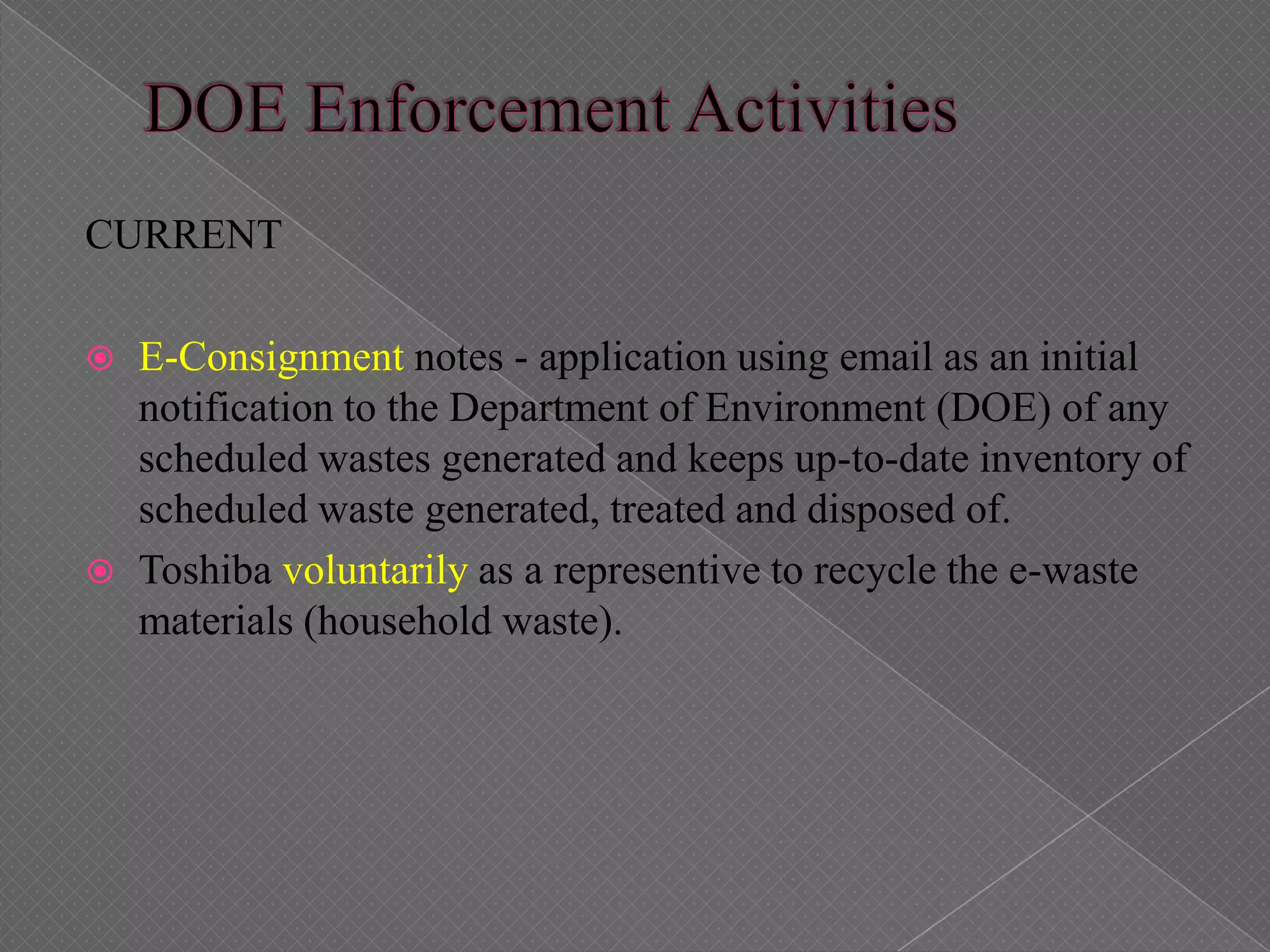 Legislative Requirement Of Scheduled Waste Management in Malaysia : An Update | PPTX