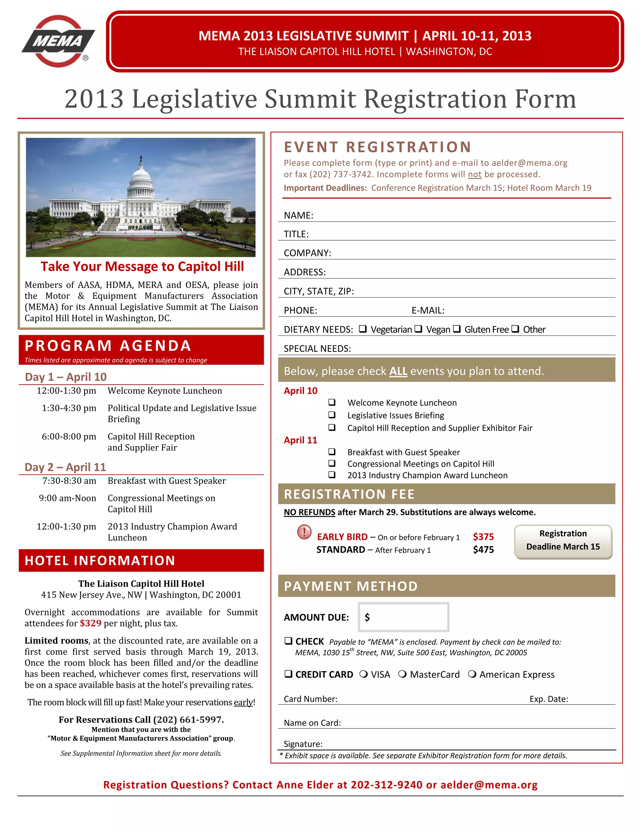 MEMA 2013 Legislative Summit Packet | PDF