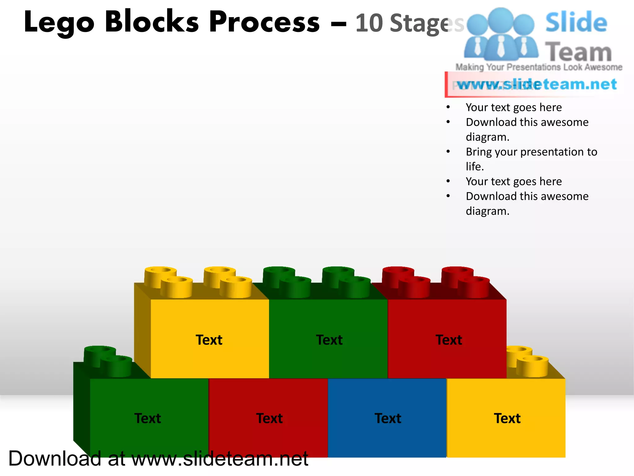 Lego blocks and pieces stacked on top of one another process 10 stages ...