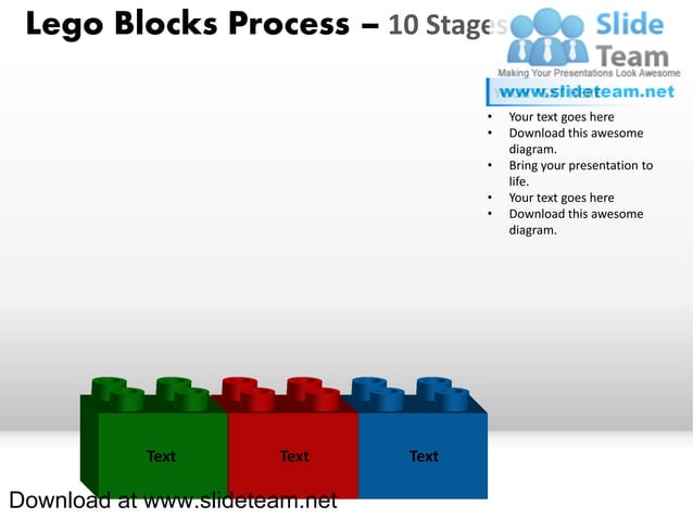 Lego blocks and pieces stacked on top of one another process 10 stages ...