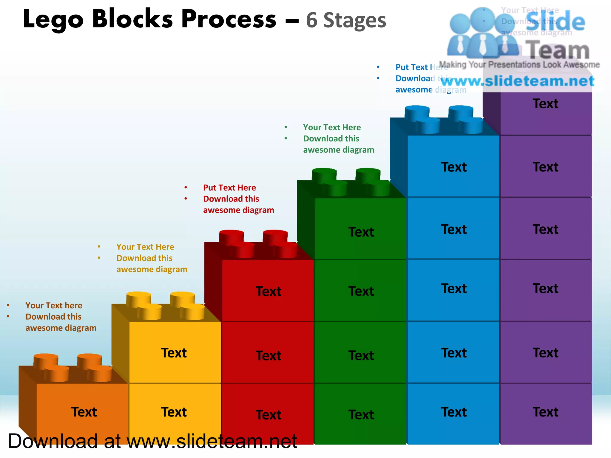 Lego blocks and pieces stacked on top of one another process 6 stages ...