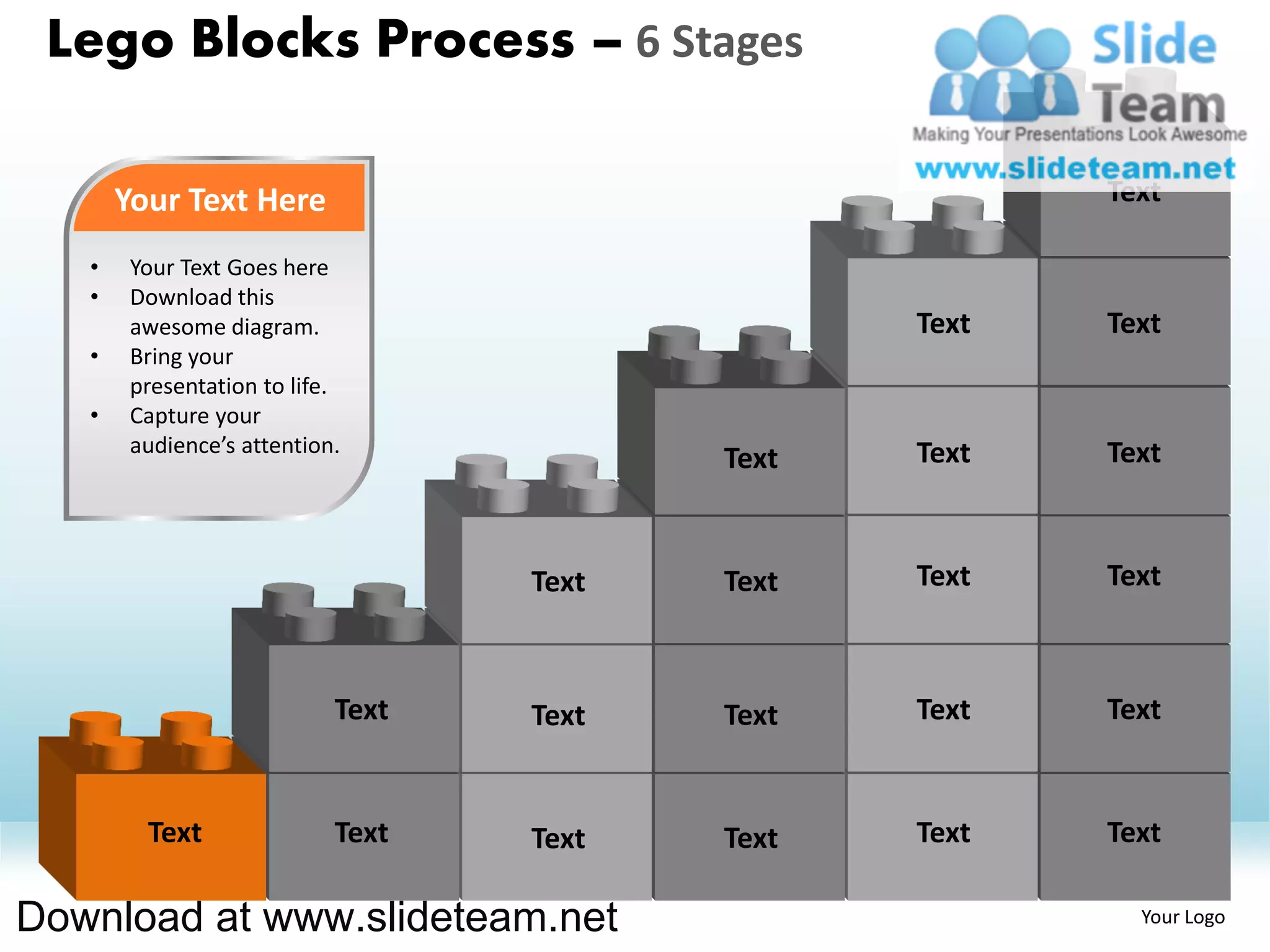 Lego blocks and pieces stacked on top of one another process 6 stages ...