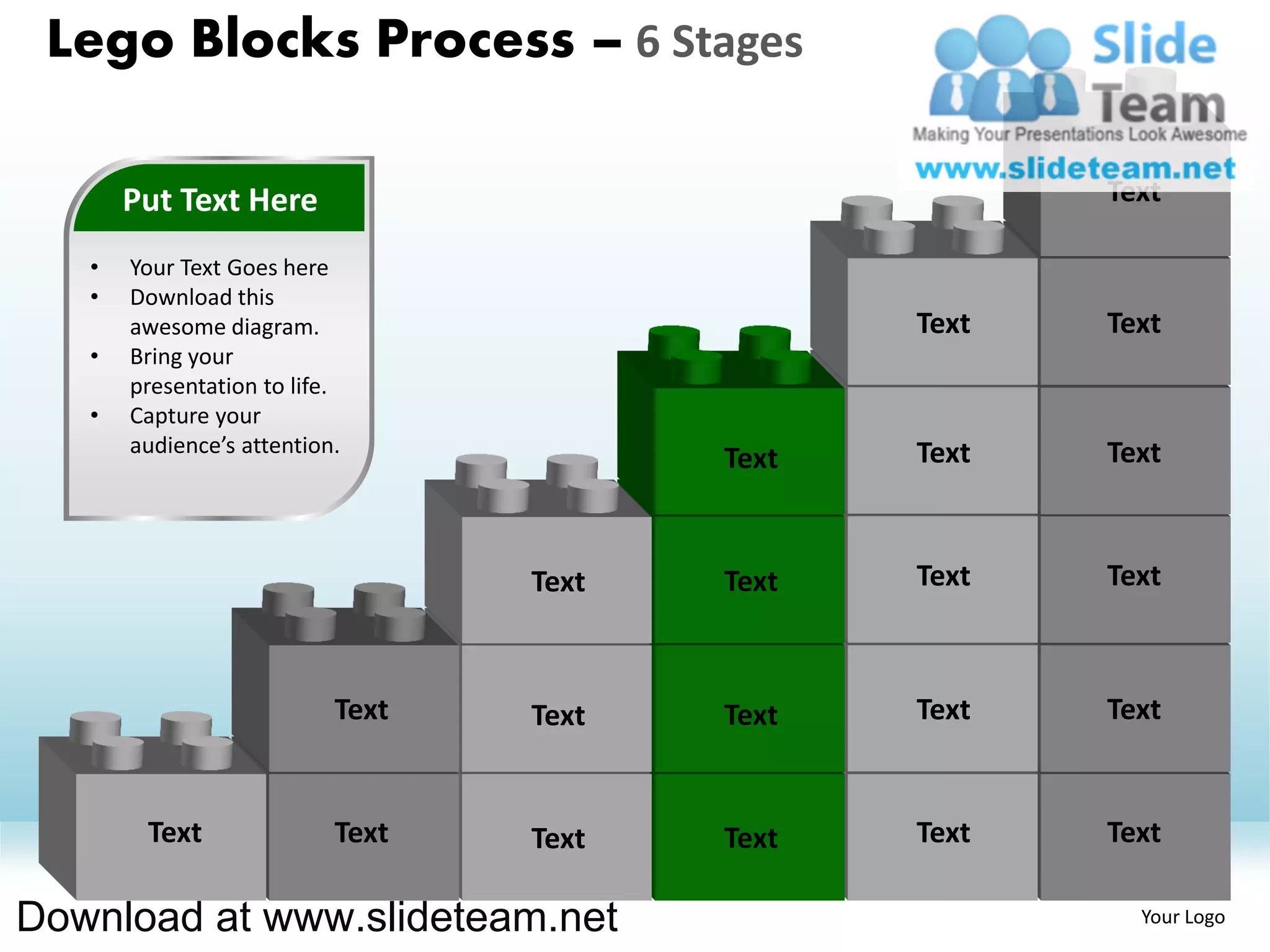 Lego blocks and pieces stacked on top of one another process 6 stages ...
