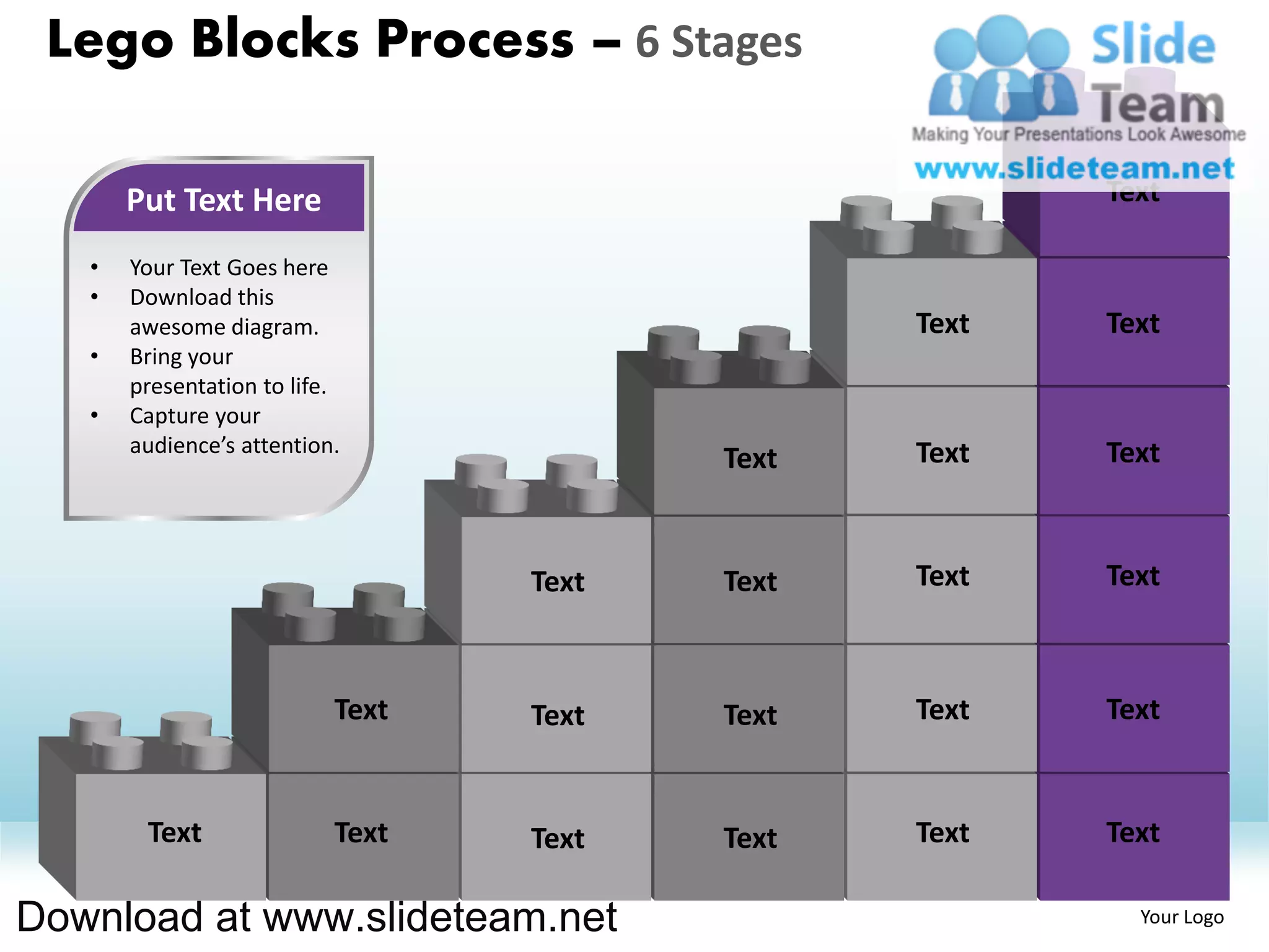 Lego blocks and pieces stacked on top of one another process 6 stages ...