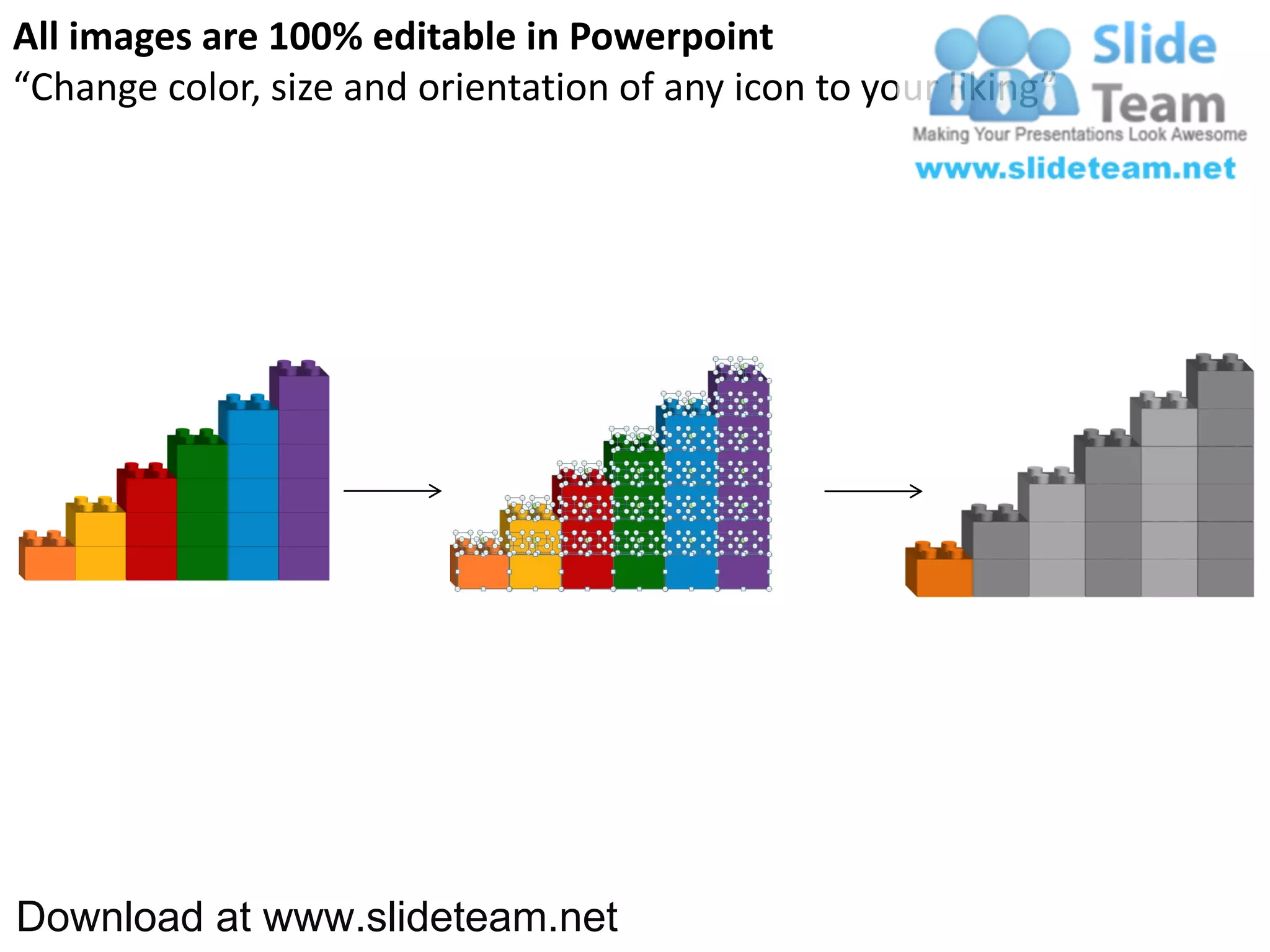 Lego blocks and pieces stacked on top of one another process 6 stages ...