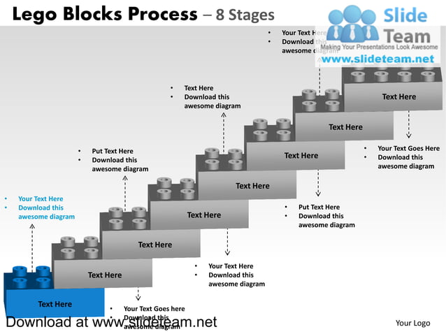 Lego blocks and pieces stacked on top of one another process 8 stages ...