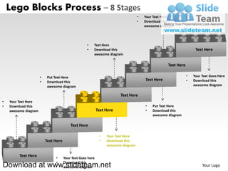 Lego blocks and pieces stacked on top of one another process 8 stages ...