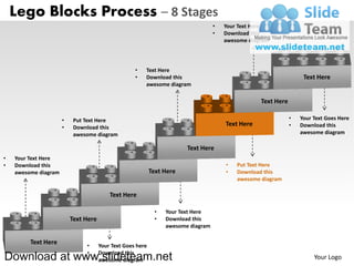 Lego blocks and pieces stacked on top of one another process 8 stages ...