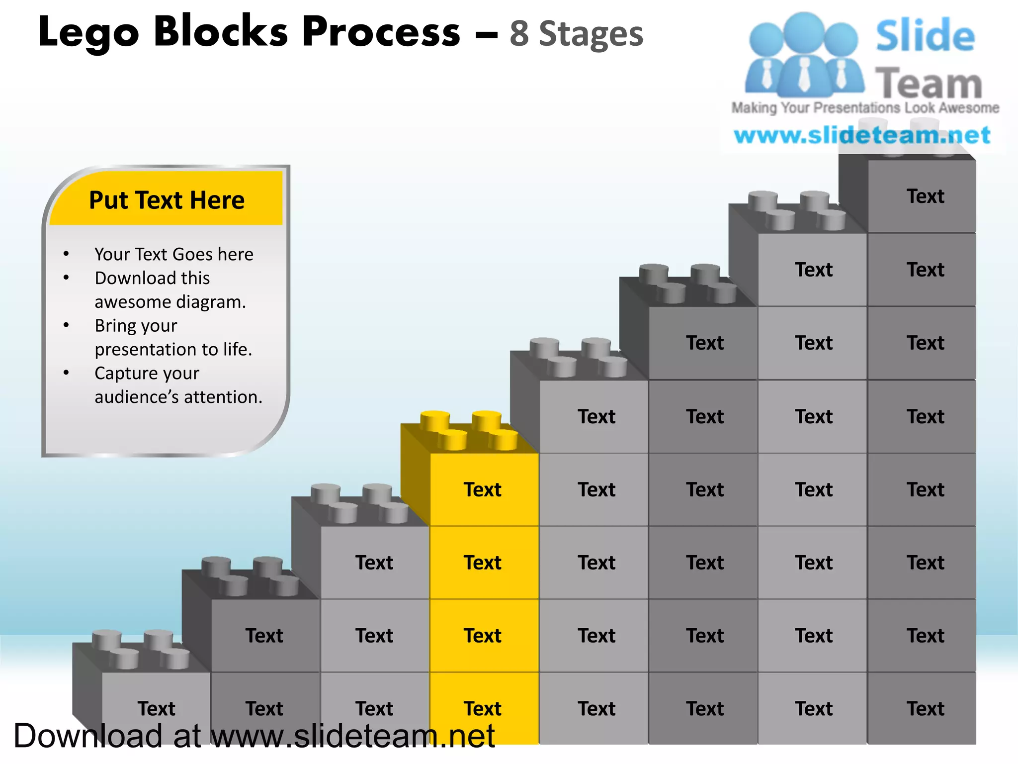 Lego blocks and pieces stacked on top of one another process 8 stages ...