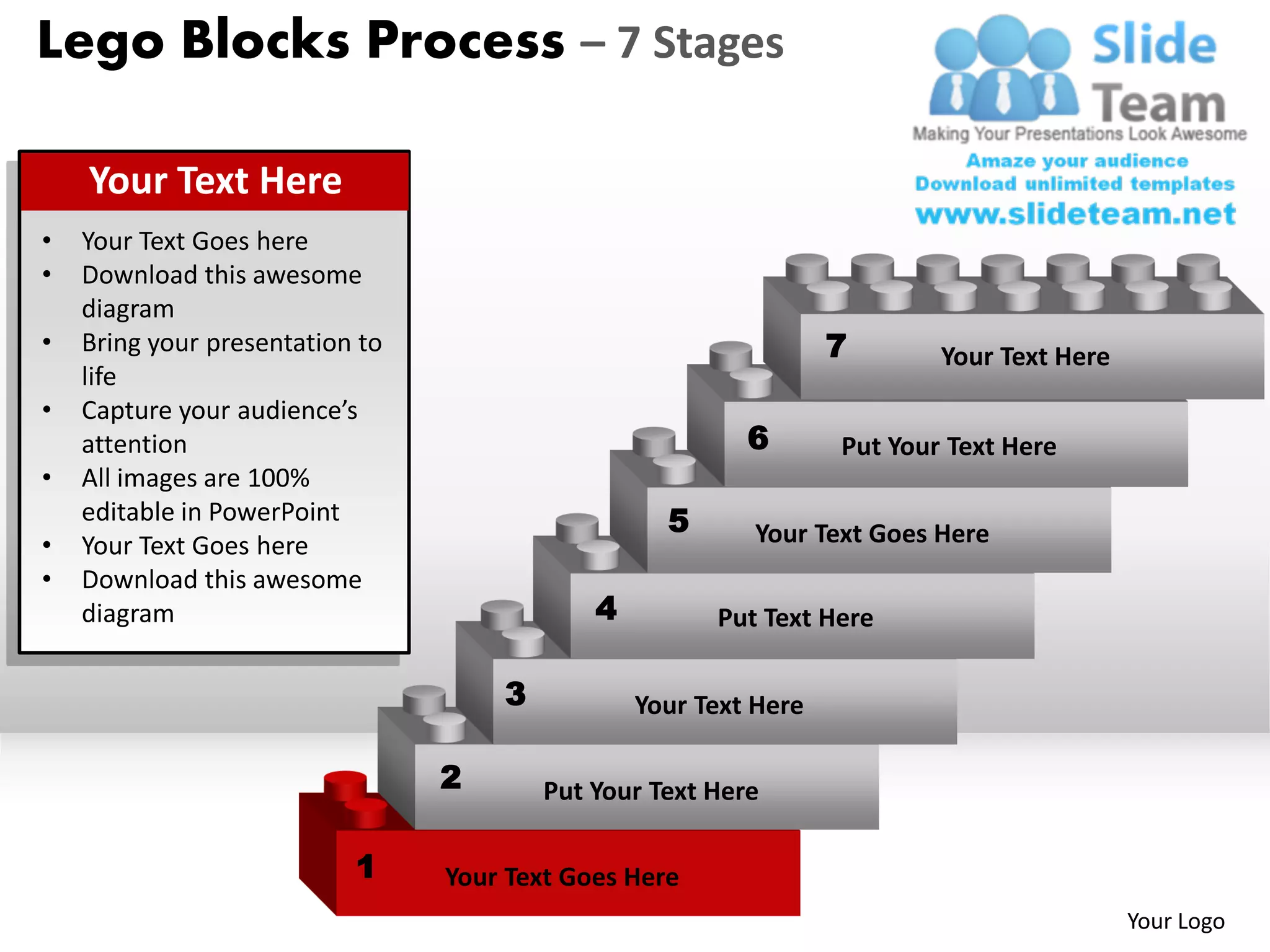 Lego blocks process 7 stages powerpoint slides ppt templates | PDF