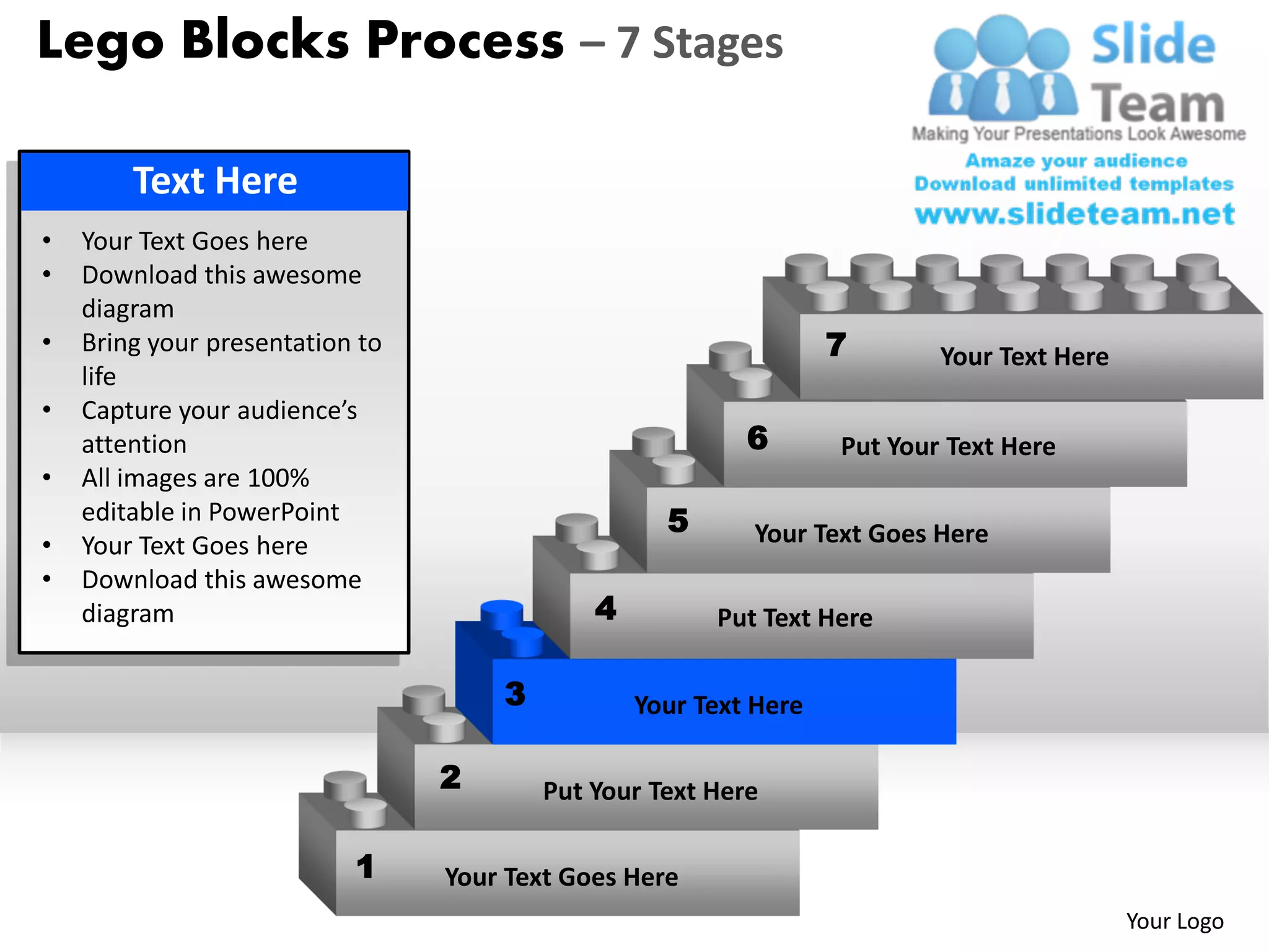 Lego blocks process 7 stages powerpoint slides ppt templates | PDF