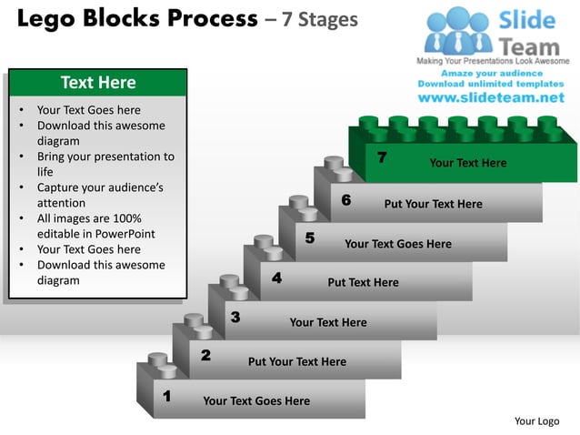Lego blocks process 7 stages powerpoint slides ppt templates | PDF