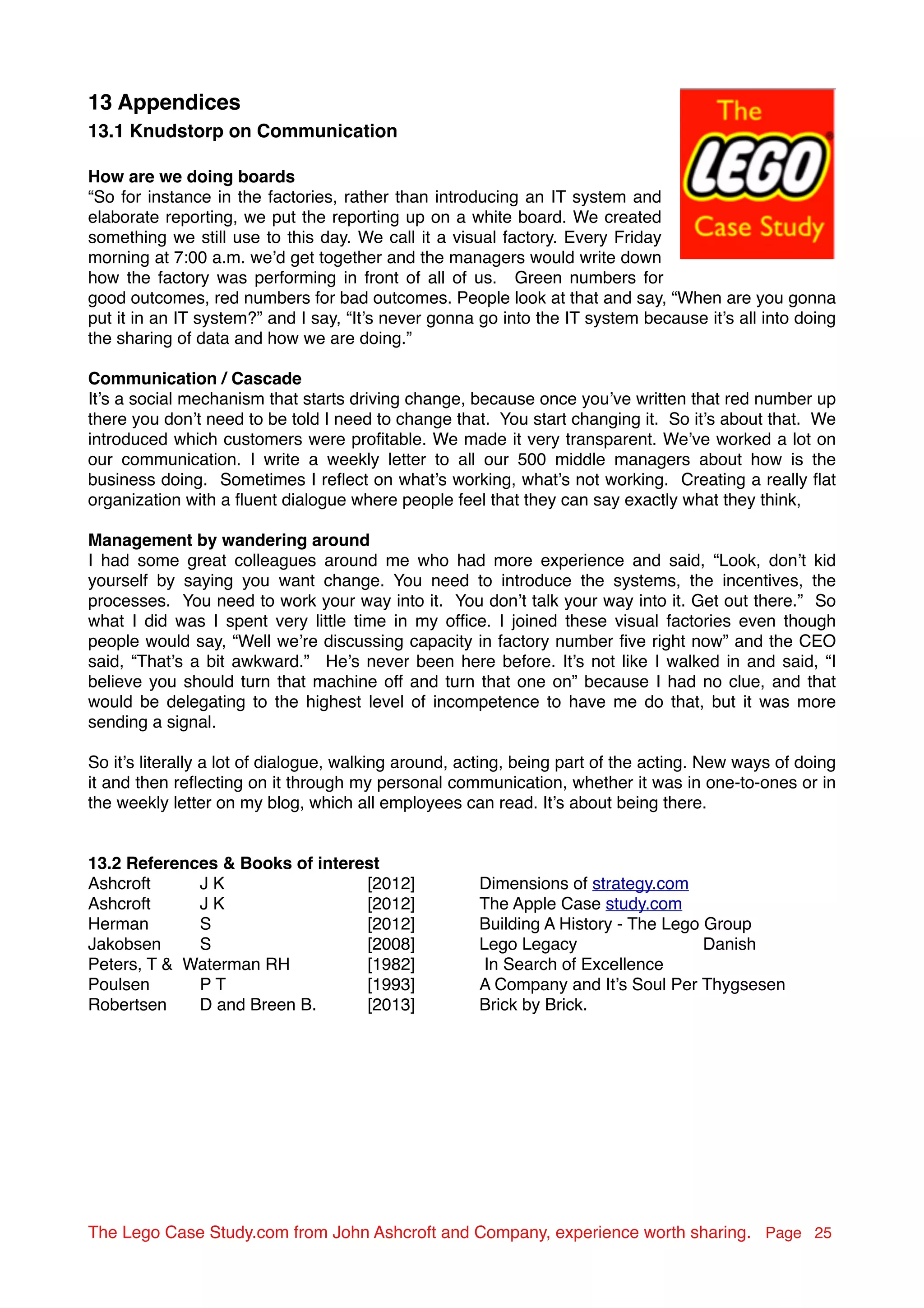 The Lego case study, the great turnaround 2003 - 2013 | PDF