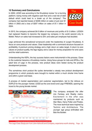 The Lego case study, the great turnaround 2003 - 2013 | PDF