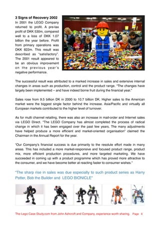The Lego case study, the great turnaround 2003 - 2013 | PDF