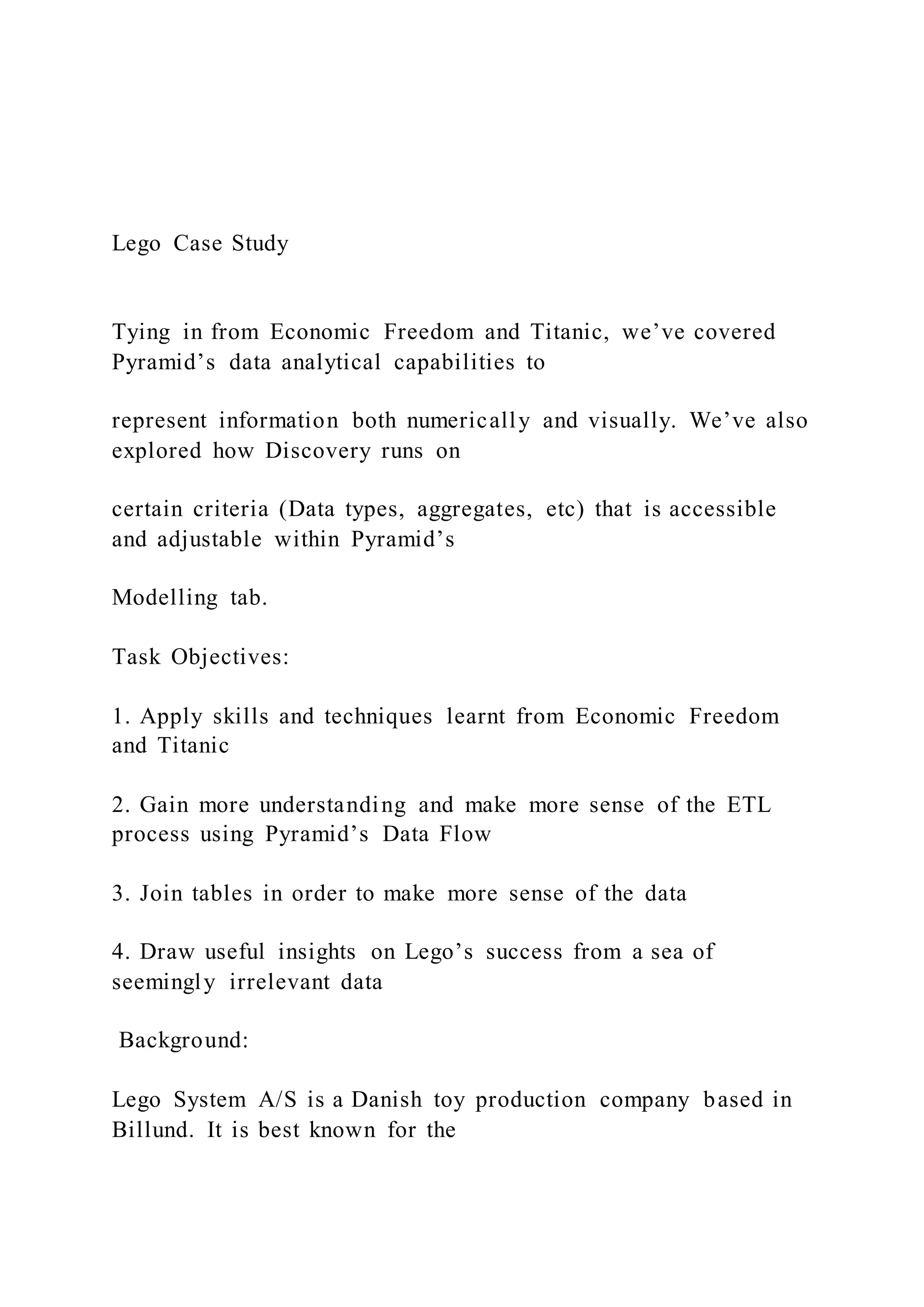 Lego case study tying in from economic freedom and titan | DOCX ...