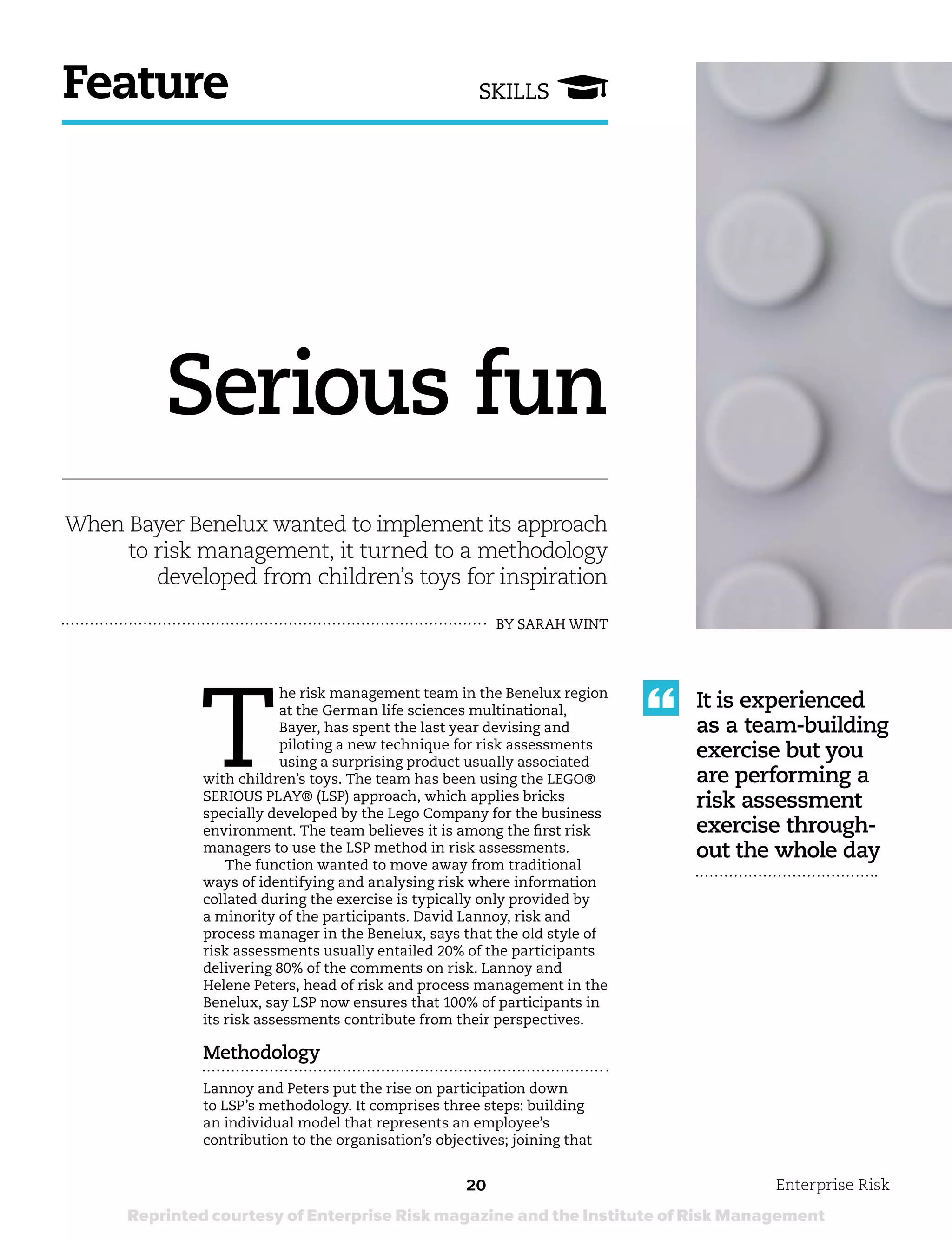 Risk Assessment using LEGO® Serious Play® | PDF