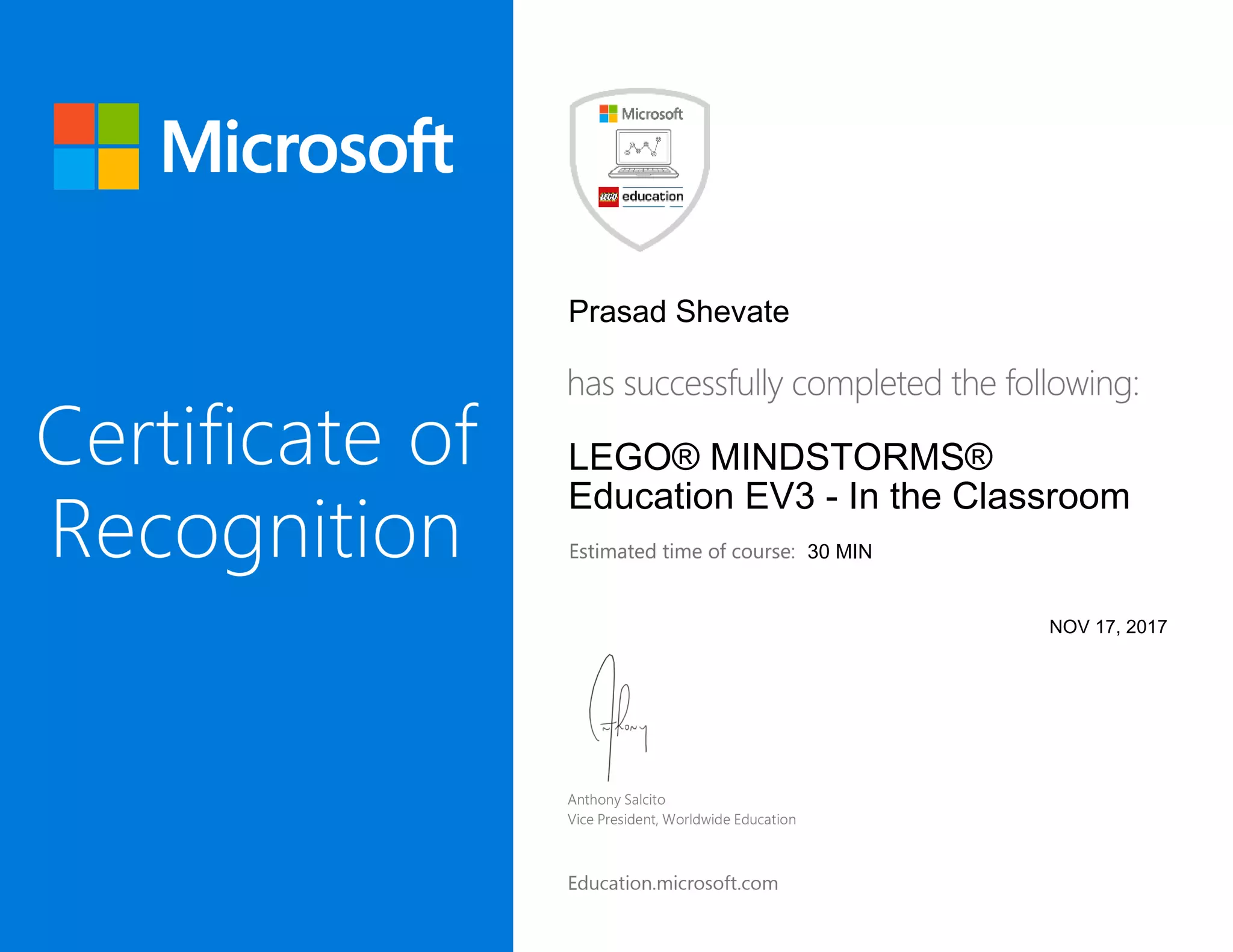 Microsoft Certificate Lego mindstorms education ev3 - in the classroom | PDF