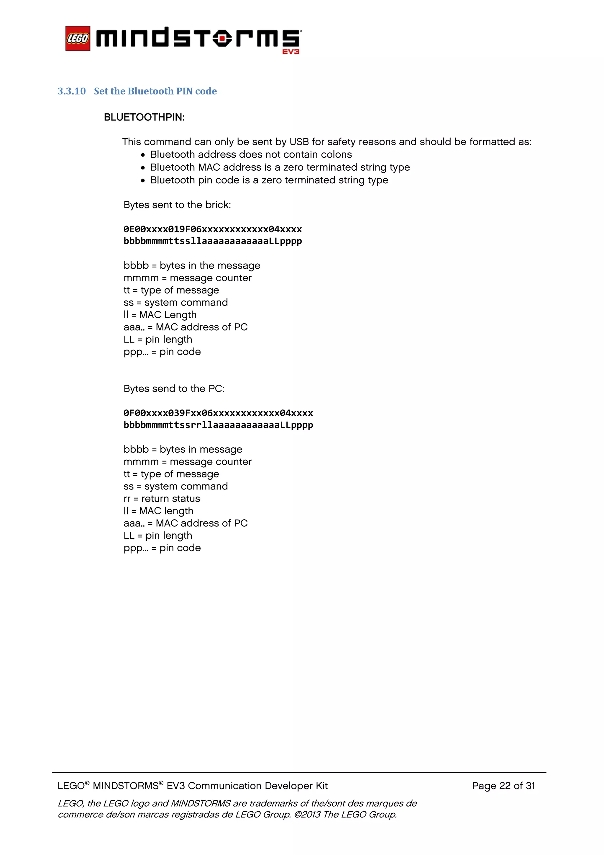 Lego mindstorms ev3 communication developer kit | PDF