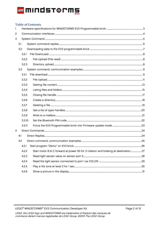 Lego mindstorms ev3 communication developer kit | PDF