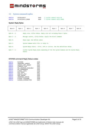 Lego mindstorms ev3 communication developer kit | PDF