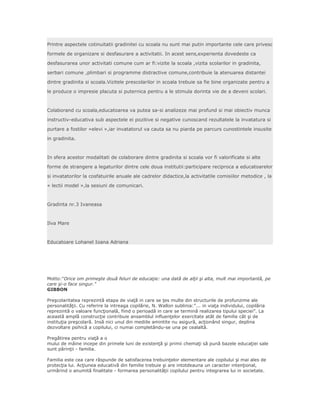 Legătura dintre grădiniţă şi scoală | DOC
