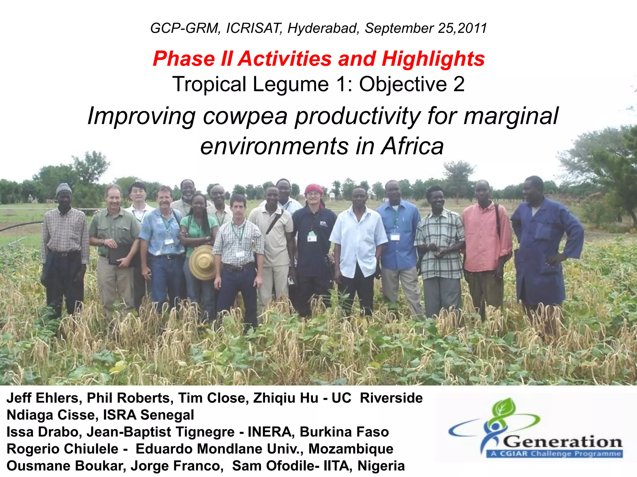 GRM 2011: Improving cowpea productivity in Africa - J Ehlers | PDF