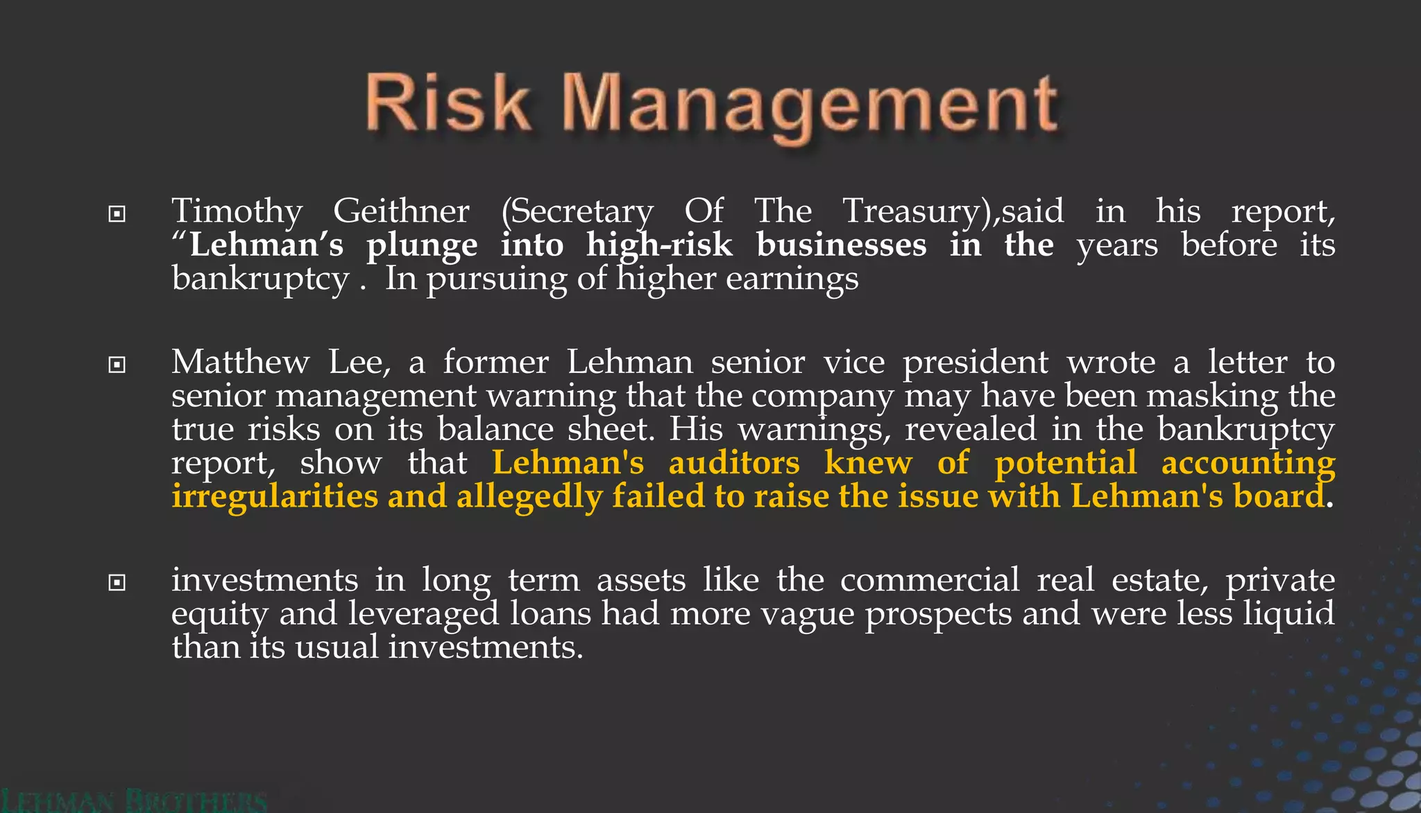 The rise and fall of Lehman brother | PPTX