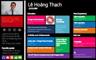 [Le Hoang Thach] Self Introduction